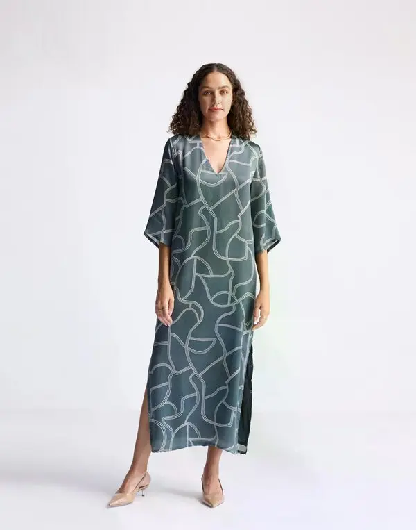 Madewell Reistor® Maxi Dress With Abstract Stripes And Slits