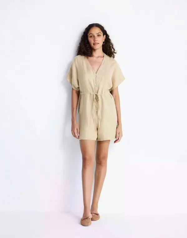 Madewell Reistor® V-neck Hemp Romper - Beige