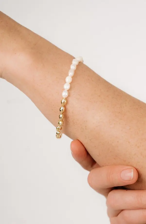 Ettika Freshwater Pearl And Pebble Beaded Bracelet
