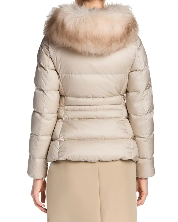 Moncler Boed Belted Down Jacket With Shearling Hood Trim - Miscellaneous