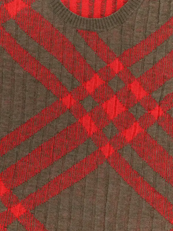 Burberry Ribbed Vest With Check Intarsia