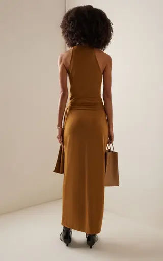 Another Tomorrow Cotton-blend Maxi Wrap Dress