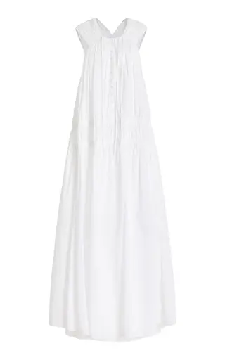 Another Tomorrow Gathered Cotton Maxi Dress