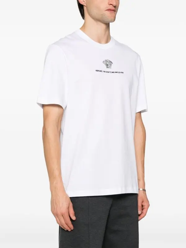 Versace Embroidered Cotton-jersey T-shirt - White