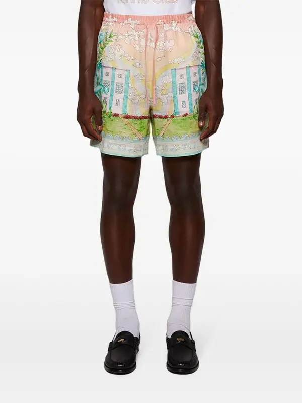 Casablanca Vase Linen Shorts - Pink