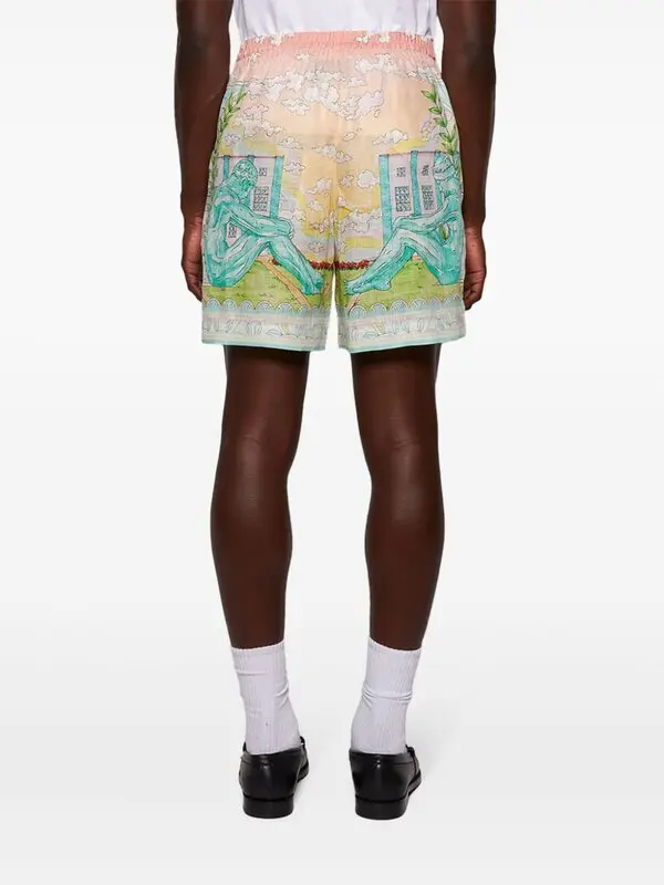 Casablanca Vase Linen Shorts - Pink