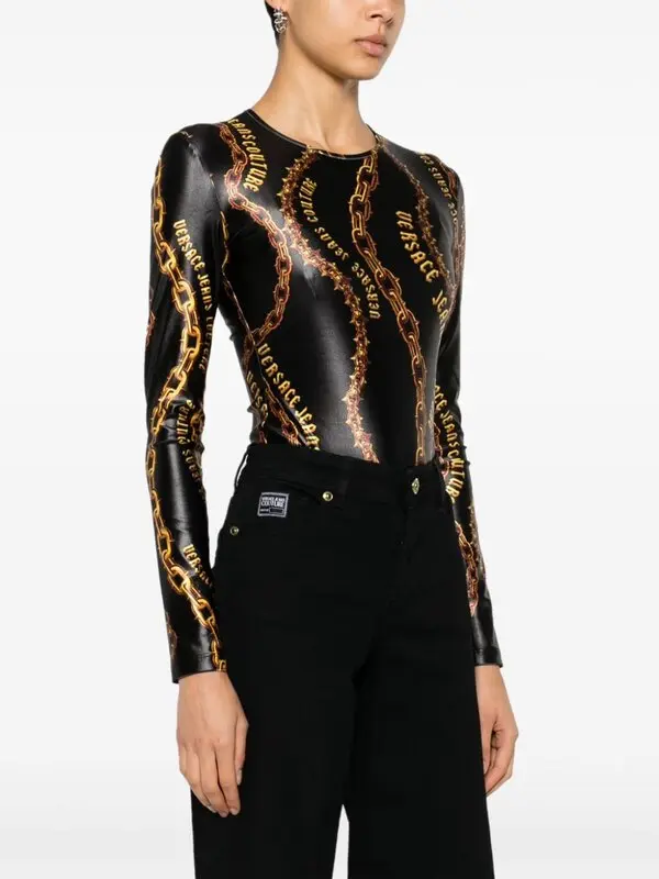 Versace Chain Couture Bodysuit - Black