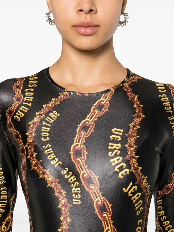 Versace Chain Couture Bodysuit - Black
