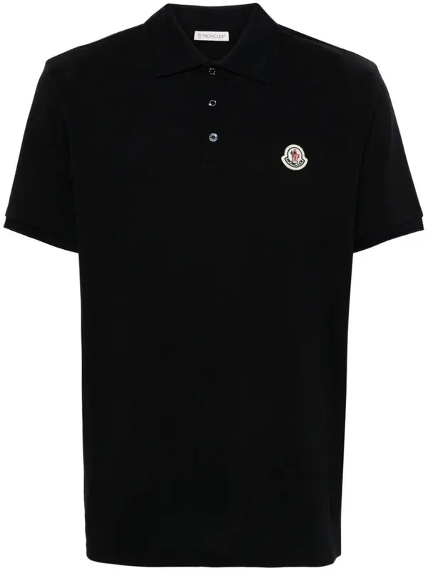 Moncler Logo-appliqué Piqué Polo Shirt - Blue