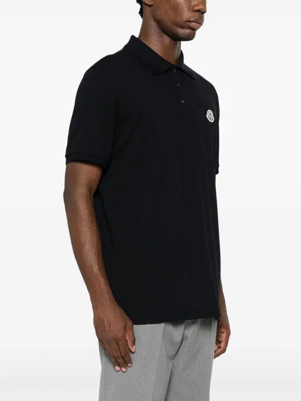 Moncler Logo-appliqué Piqué Polo Shirt - Blue