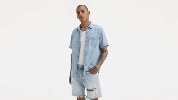 LEVI'S Short-sleeve Classic Standard Fit Shirt - Franklin Stone Wash