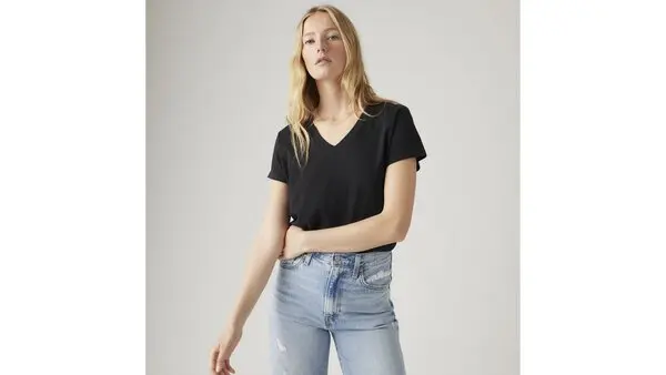 LEVI'S Boxy V-neck T-shirt - Caviar Slub