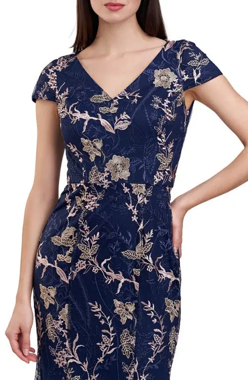 zara navy embroidered dress Maya Blue Midi Dress FOBERINI L-XL / Blue main image 1
