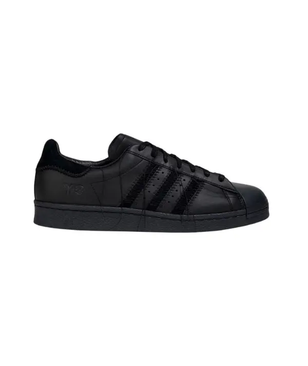 Y3 Superstar Embroidered Leather Sneakers In Black - 75% Off | Editorialist