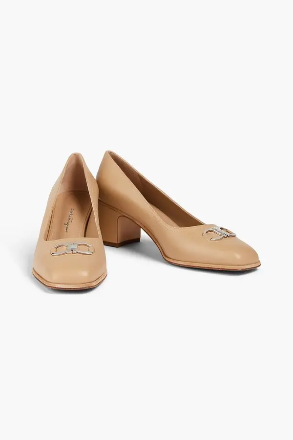 FERRAGAMO Comiso Embellished Leather Pumps