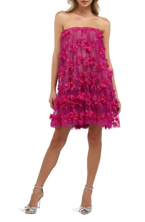 Helsi Bianca Floral Appliqu Strapless Mini Dress In Magenta - 40% Off |  Editorialist