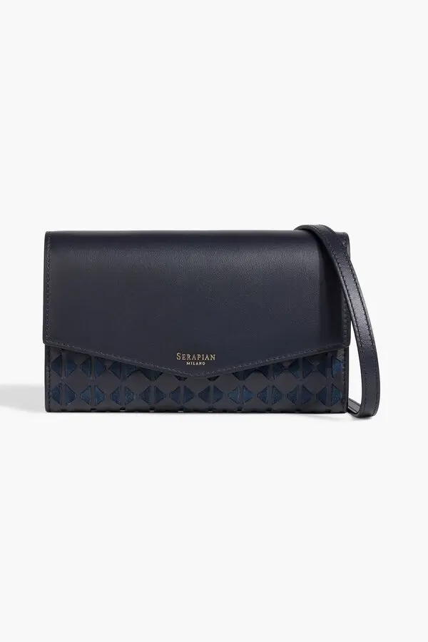 SERAPIAN Mosaico Leather Envelope Clutch - Midnight Blue