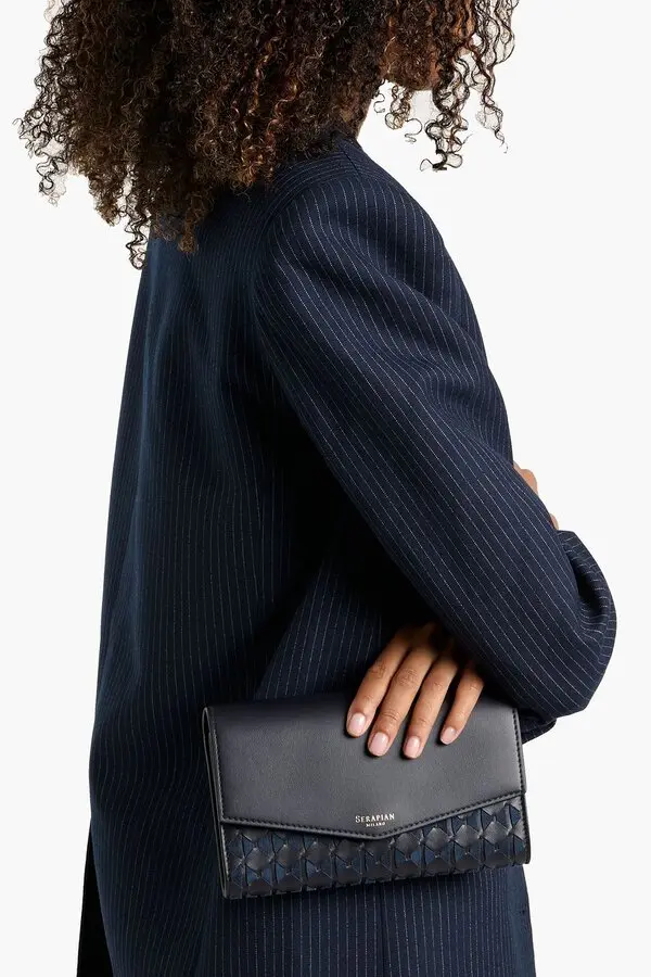 SERAPIAN Mosaico Leather Envelope Clutch - Midnight Blue