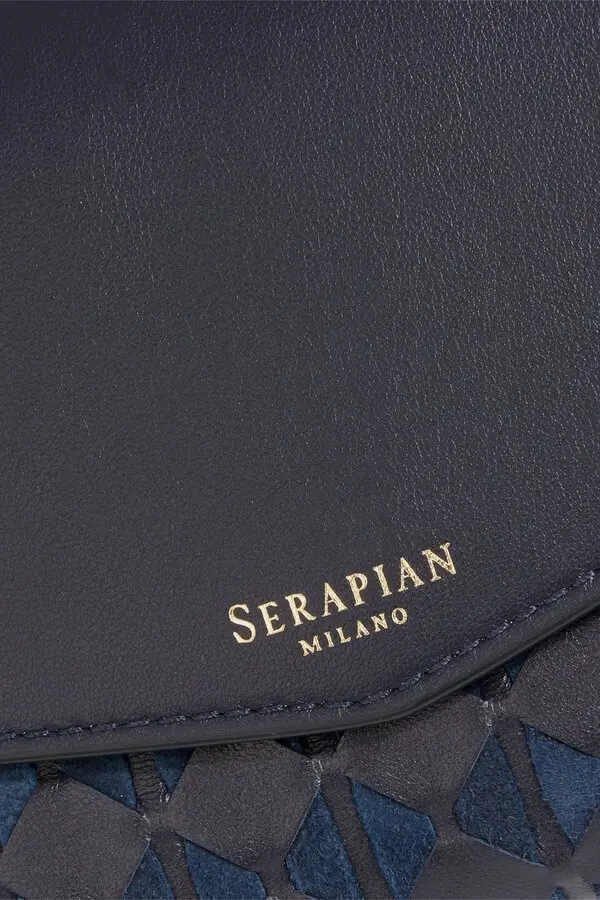 SERAPIAN Mosaico Leather Envelope Clutch - Midnight Blue