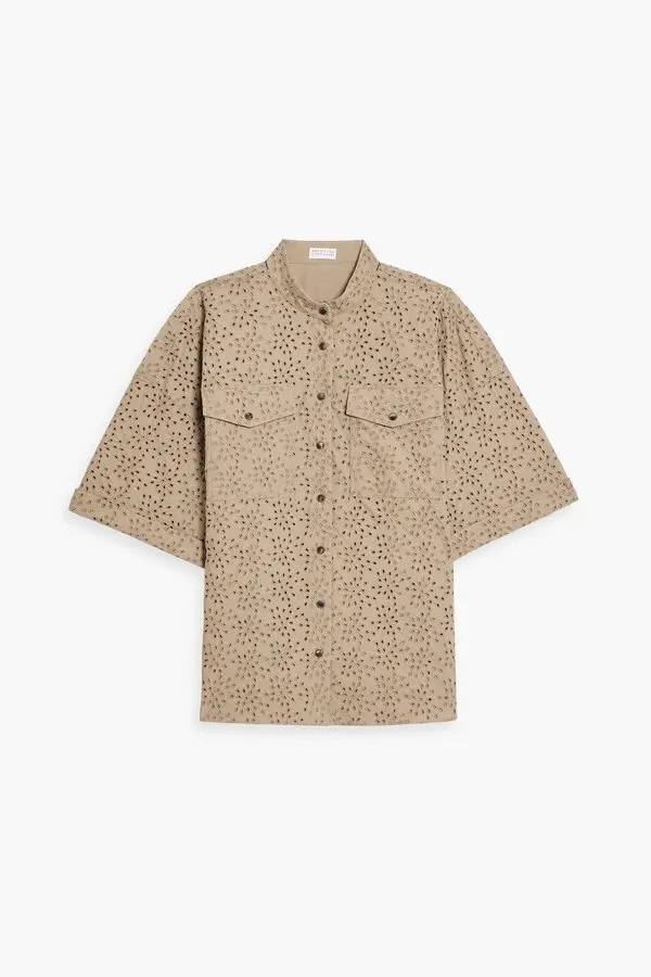 Brunello Cucinelli Broderie Anglaise Cotton Shirt