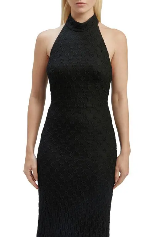 Bardot Stretch Lace Halter Maxi Dress In Black - 70% Off | Editorialist
