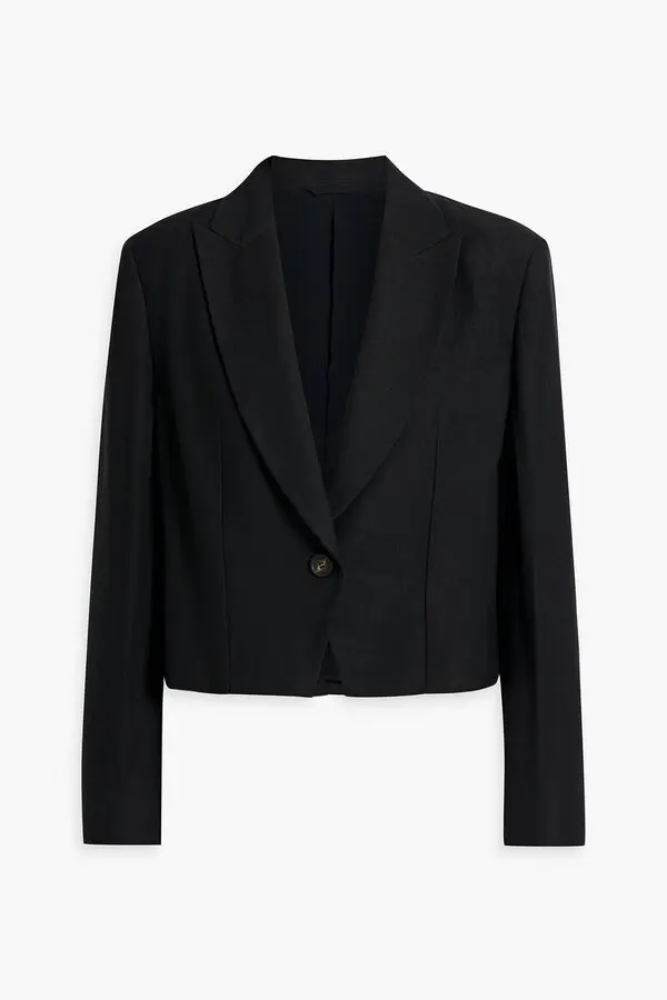 Brunello Cucinelli Cropped Twill Blazer - Black