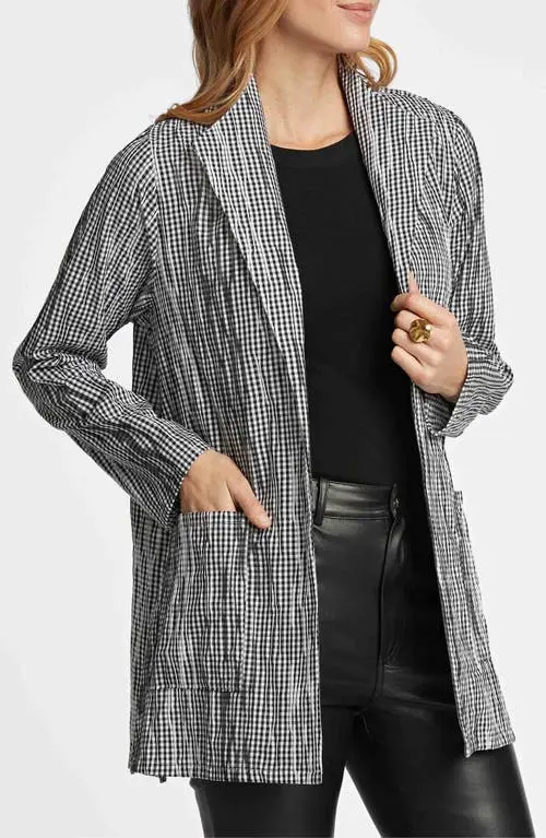 Foxcroft Alana Crinkle Gingham Jacket - Black/ White