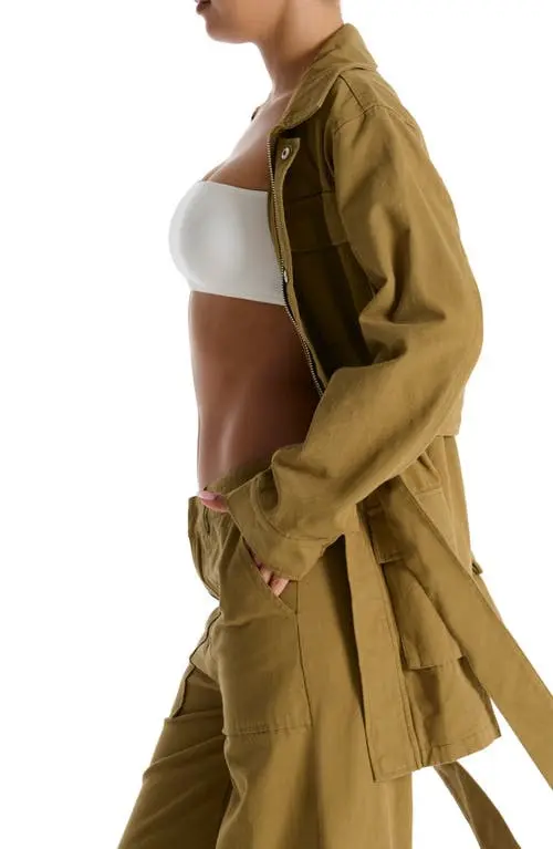 Naked Wardrobe Cotton Canvas Belted Cargo Jacket