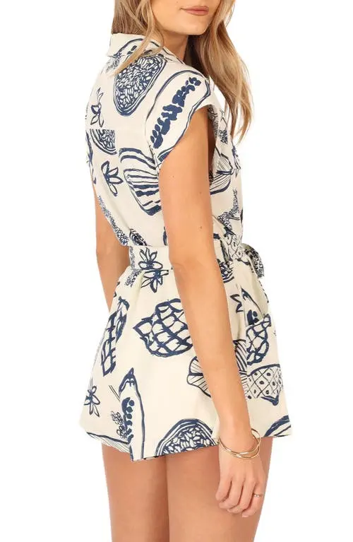 PETAL & PUP Georgina Cotton & Linen Romper - Navy