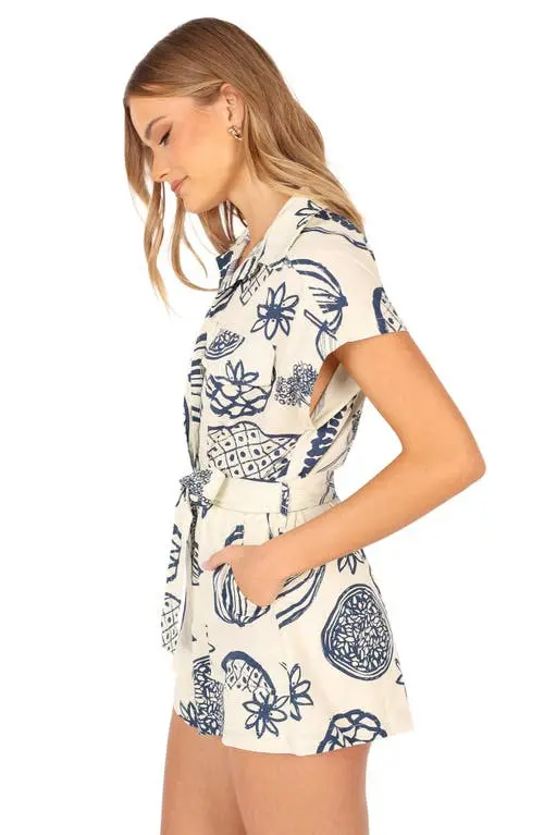 PETAL & PUP Georgina Cotton & Linen Romper - Navy