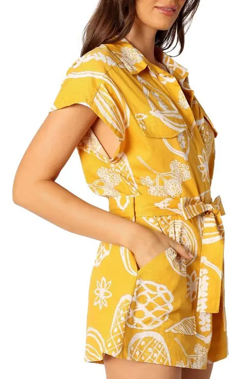 PETAL & PUP Georgina Cotton & Linen Romper - Yellow