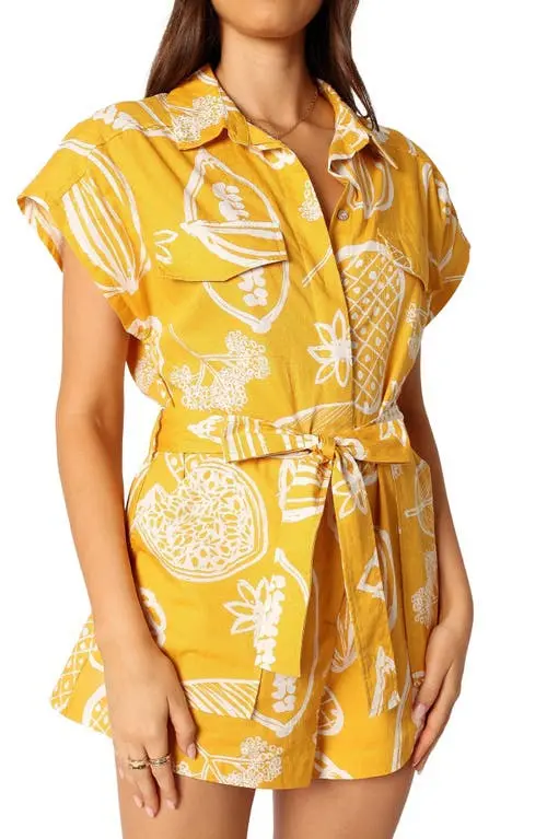 PETAL & PUP Georgina Cotton & Linen Romper - Yellow