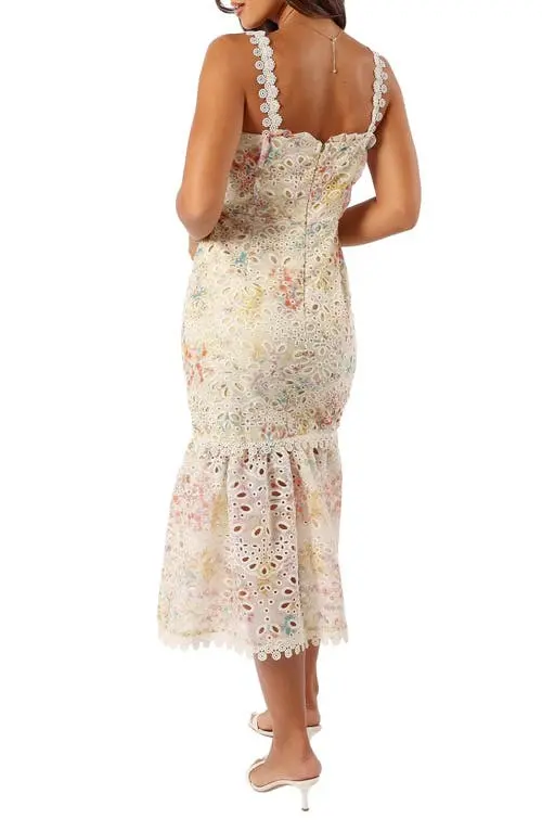 PETAL & PUP Isla Eyelet Ruffle Midi Dress