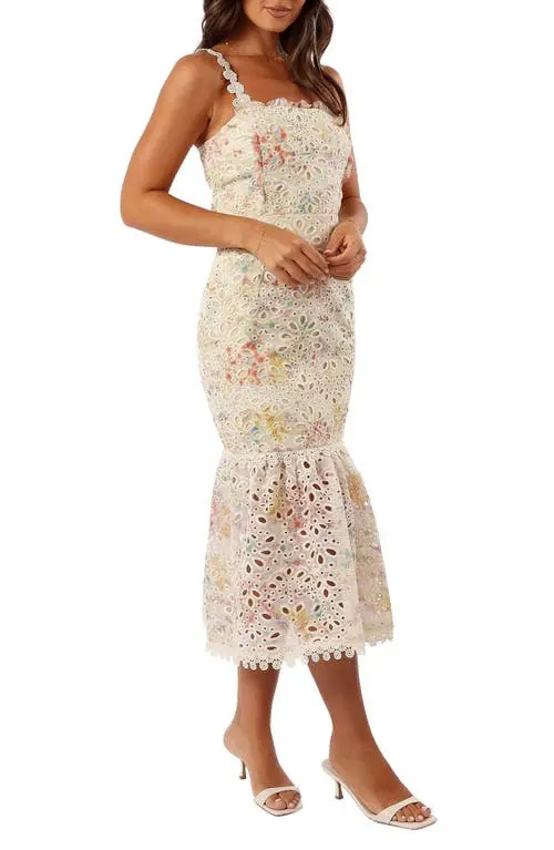 PETAL & PUP Isla Eyelet Ruffle Midi Dress