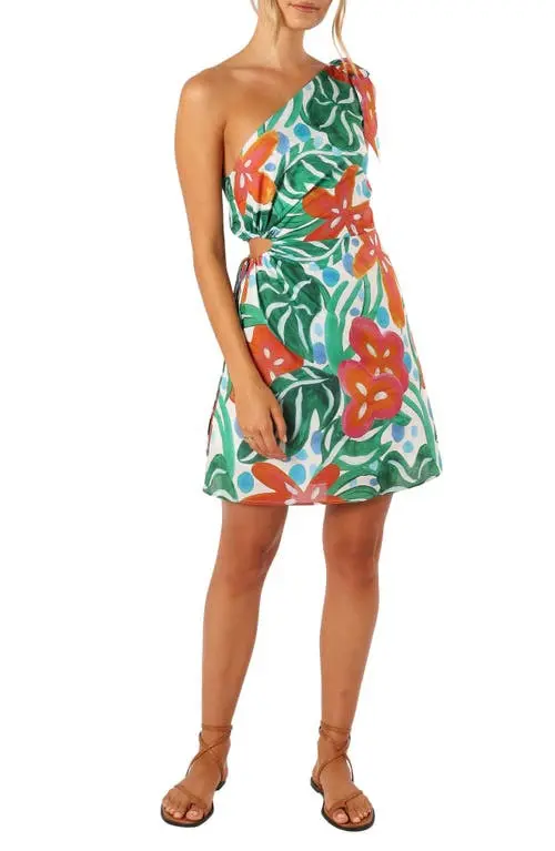 knee length dresses for ladies Like Me One-Shoulder Layered Mini Dress Floral Pink main image 0