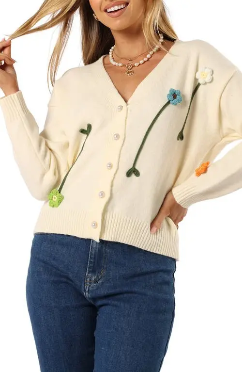 PETAL & PUP Reign Embellished Cardigan - Cream