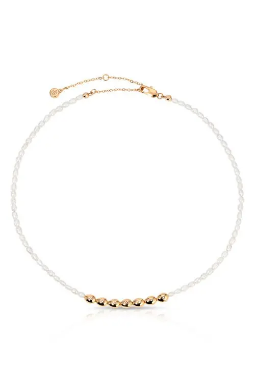 Ettika Freshwater Pearl And Zirconia Necklace - Gold