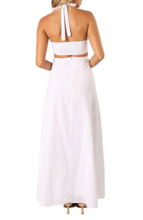 PETAL & PUP Kallos Cutout Cotton Halter Maxi Dress