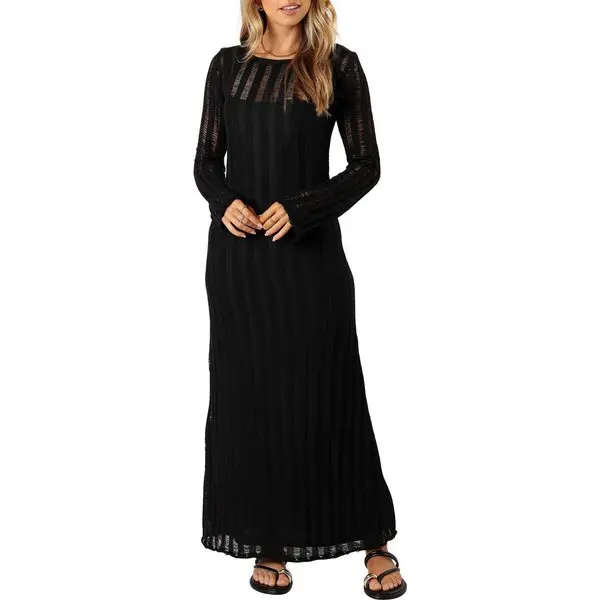 PETAL & PUP Jaye Semisheer Maxi Dress - Black