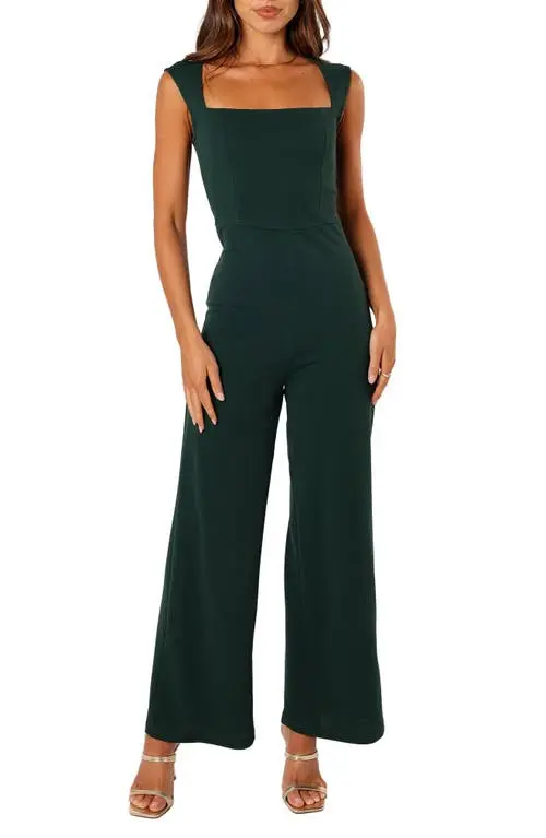PETAL & PUP Iris Square Neck Jumpsuit - Emerald