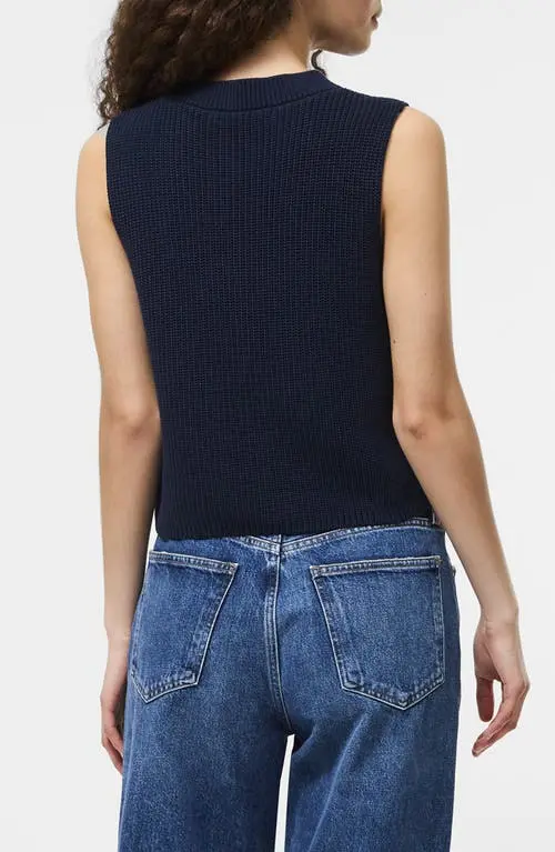 French Connection Mozart Crop Sweater Vest - 40-marine