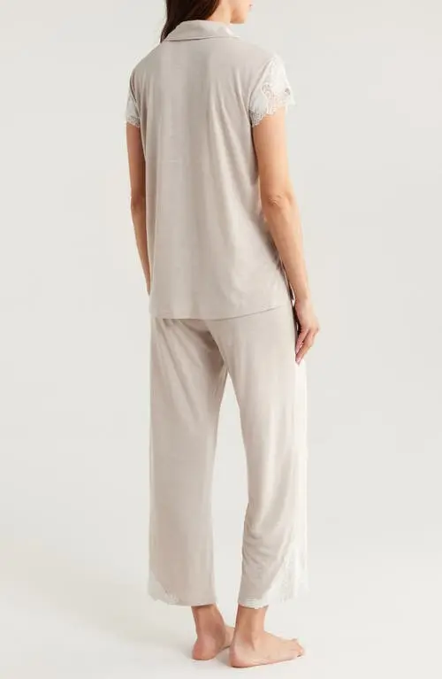 Natori Shangri-lace Short Sleeve Shirt & Pants Pajama 2-piece Set - Hca