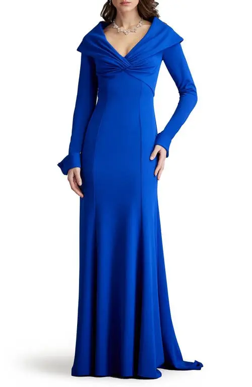 Tadashi Shoji Portrait Collar Long Sleeve Gown In Mystic Blue - 25% Off |  Editorialist