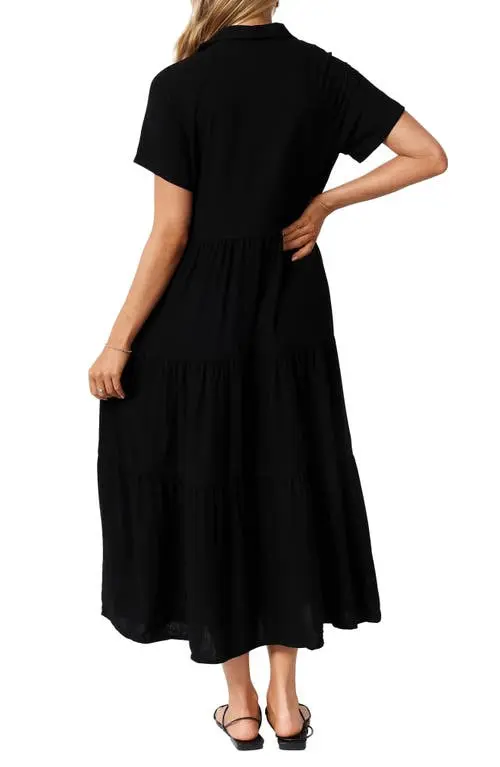 PETAL & PUP Natalya Linen Midi Shirt Dress