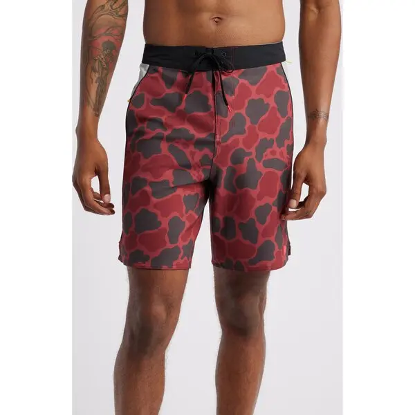 FLORENCE Airtex Gamma Water Repellent Board Shorts - Maroon Camo