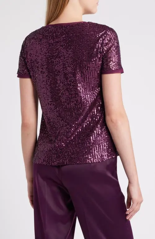 Anne Klein Sequin Embellished Mesh T-shirt