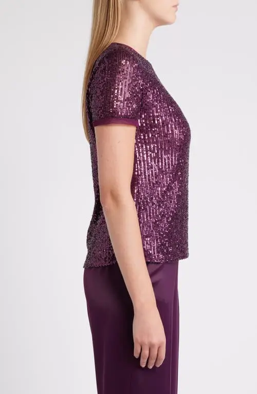 Anne Klein Sequin Embellished Mesh T-shirt