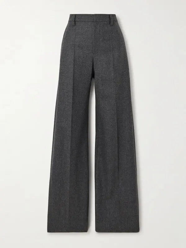 Brunello Cucinelli Wool And Cashmere-blend Wide-leg Pants - Gray