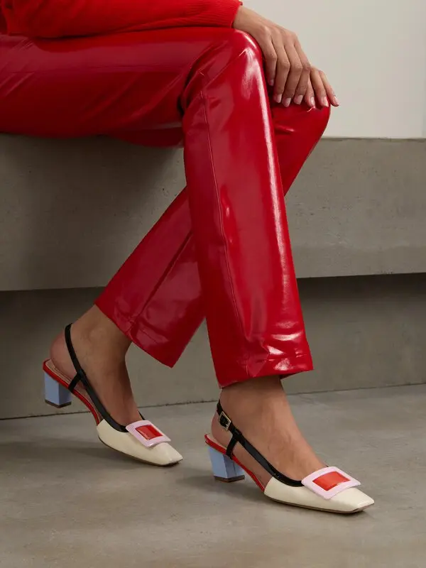 ROGER VIVIER Belle Vivier 45 Patent-leather Slingback Pumps - Multi