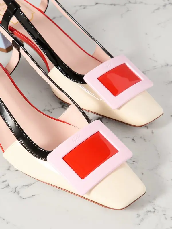 ROGER VIVIER Belle Vivier 45 Patent-leather Slingback Pumps - Multi